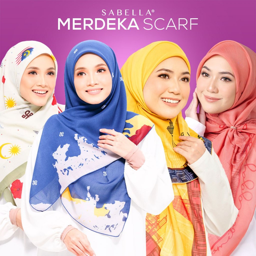 Merdeka Scarf by Sabella Cotton Voile Bawal Merdeka Square Shawl Hijab ...