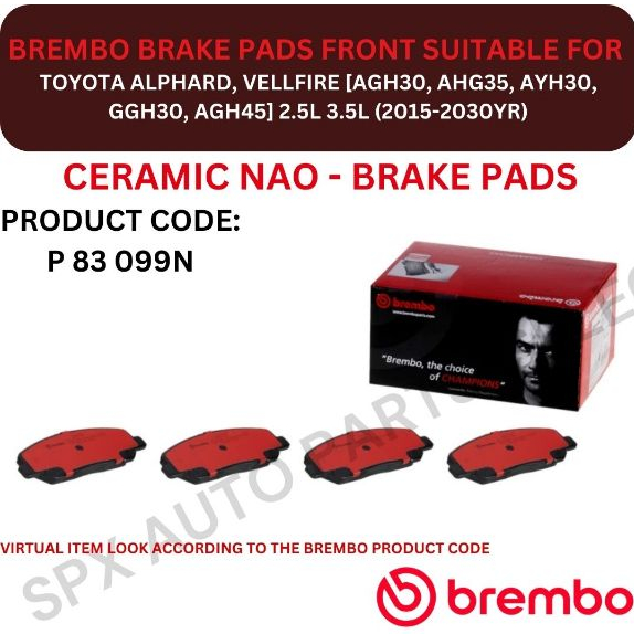 BREMBO GENUINE DISC BRAKE PAD (FRONT) FOR TOYOTA ALPHARD, VELLFIRE ...