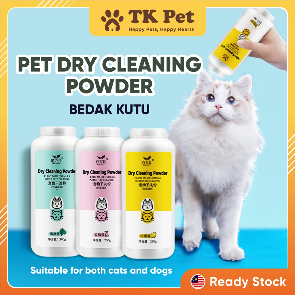 Cat Dry Shampoo Cleaning Powder Bedak Kutu Kucing Syampu Sabun Kering ...