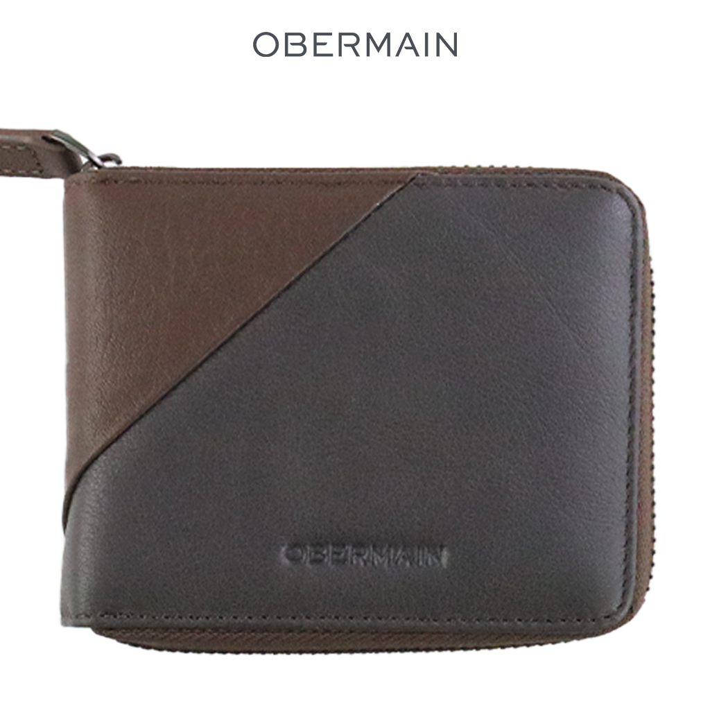 OBERMAIN RFID Zip Wallet / Genuine Leather / Brown / OBW223G2 (221005D2 ...
