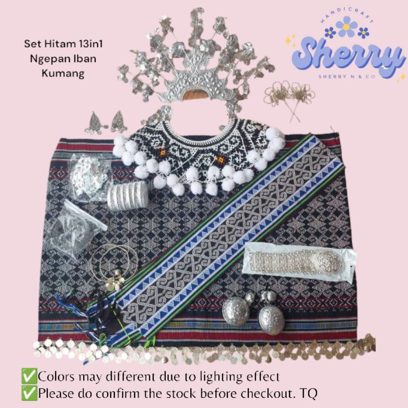 Set Costume Tradisi Ngepan Iban Kumang Sarawak Full Set 14 Item atau 13 ...