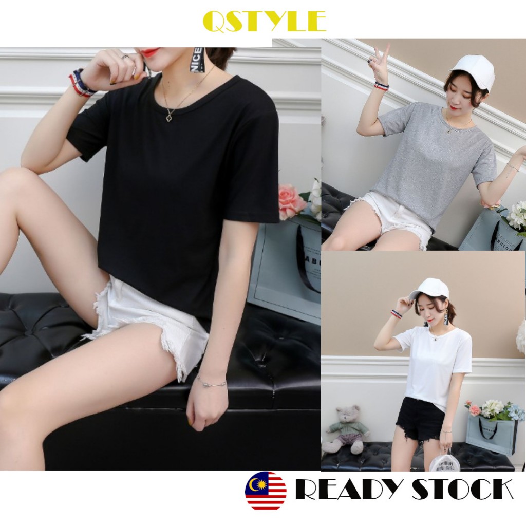 Qstyle tshirt for women Baju Perempuan korean style baju kemeja perempuan murah cantik Basic ...