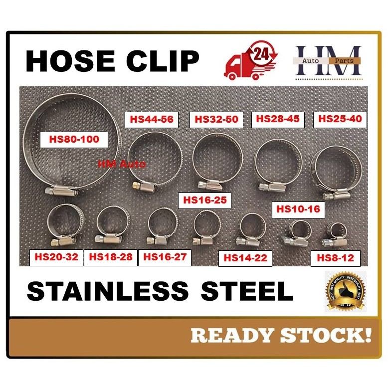 Heavy Duty Hose Clip / Hose Clamp Stainless Steel (from 8mm to 60mm ...