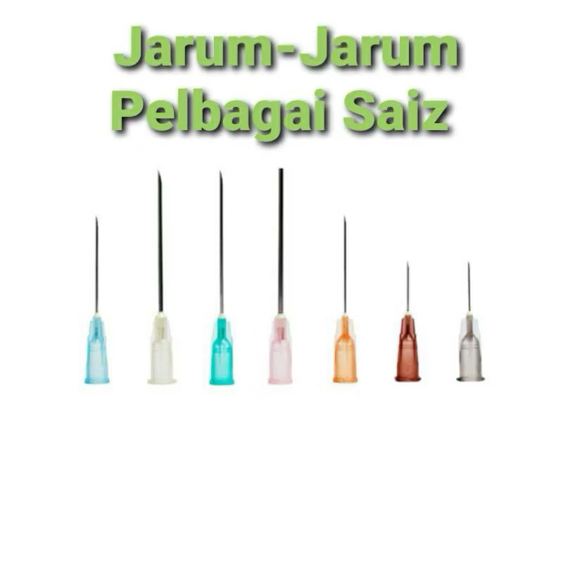 Jarum Picagari Needle Syringe 16G/ 18G / 21G / 22G / 23G / 24G/ 25G/ 27G/ 29G / 30G （20pcs ...