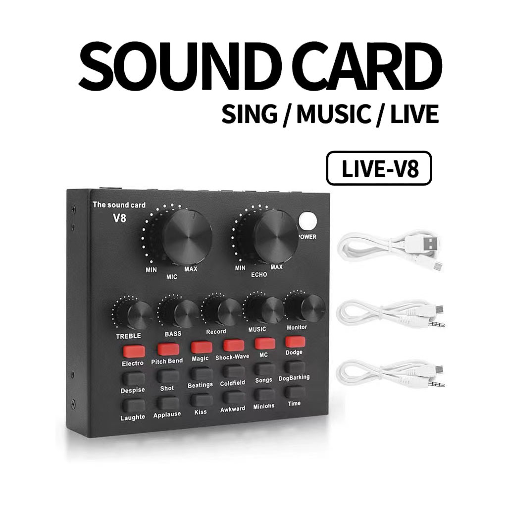V8 Sound Card Live Singing Software Supported Sound Card Set Hear Your ...