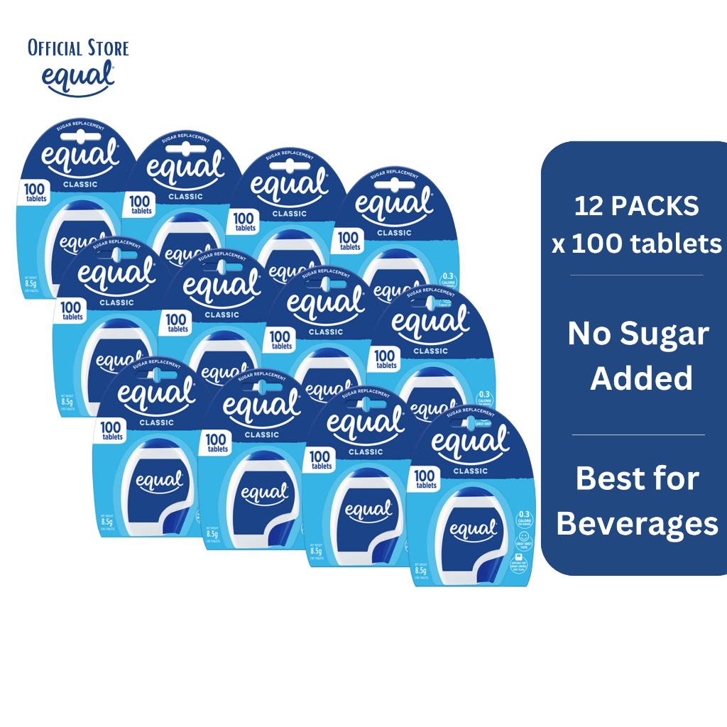 [Bundle of 12] EQUAL CLASSIC 100 tablets, Low Calorie Sweetener Tablets ...