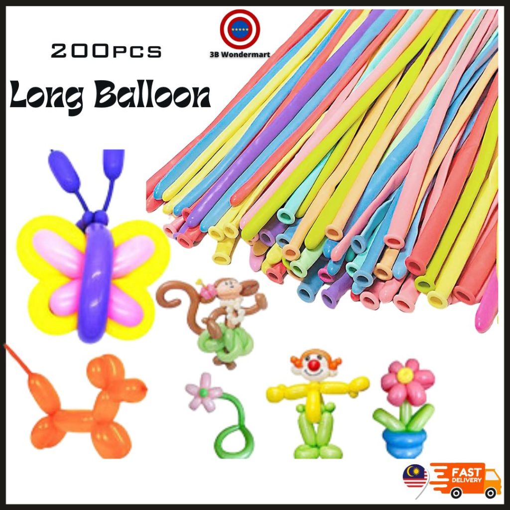 200pcs High Quality Long Balloon Twist Magic Belon Panjang Decoration ...