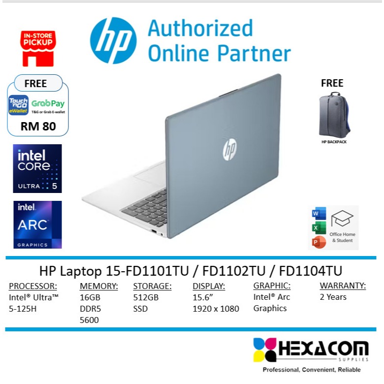 HP Ultra 5 (5-125H/16GB DDR5 2DM 5600/512GB SSD/Intel ARC) 15-FD1101TU ...
