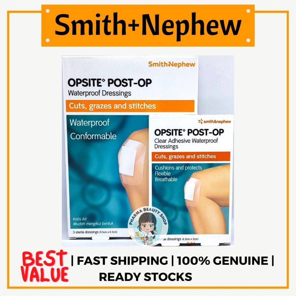 Smith & Nephew Opsite Post-Op Waterproof Dressings 3s 9.5cm x 8.5 cm ...