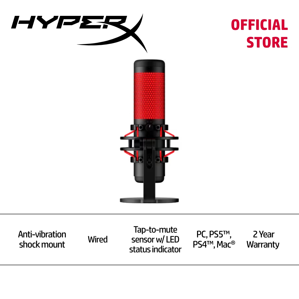 HyperX QuadCast RGB Lighting USB Gaming Microphone, Stereo ...
