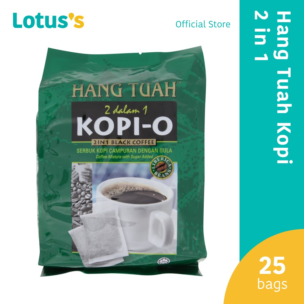 Hang Tuah Kopi-O 2 In 1 Black Coffee Liberica Beans (16 Sachets x 25g) | Shopee Malaysia