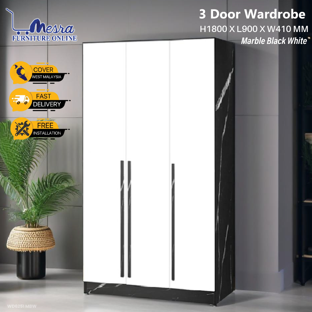 MESRA - 3 Door Wardrobe / Almari Baju / Almari Pakaian / Alamri Murah ...