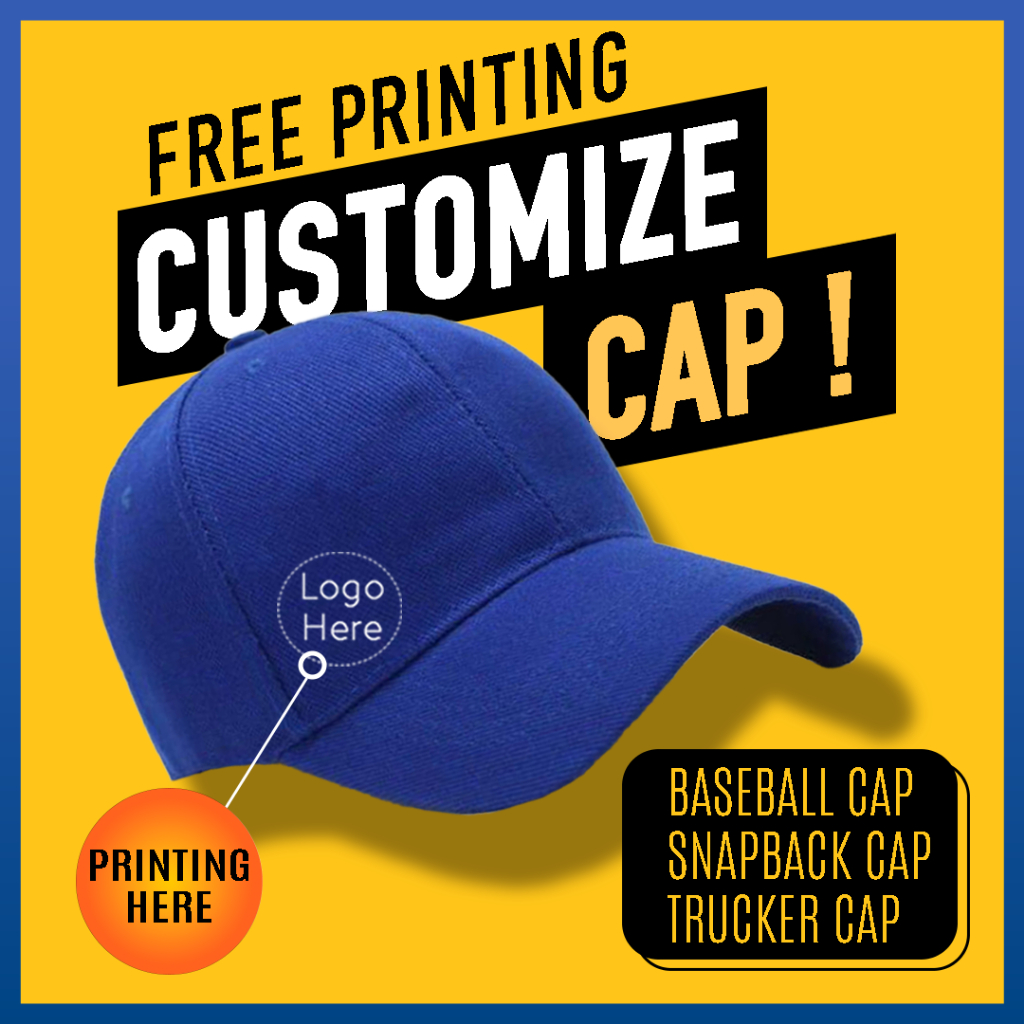 CUSTOM LOGO CAP // Cetak Logo Design Cap Custom Printing Baseball ...