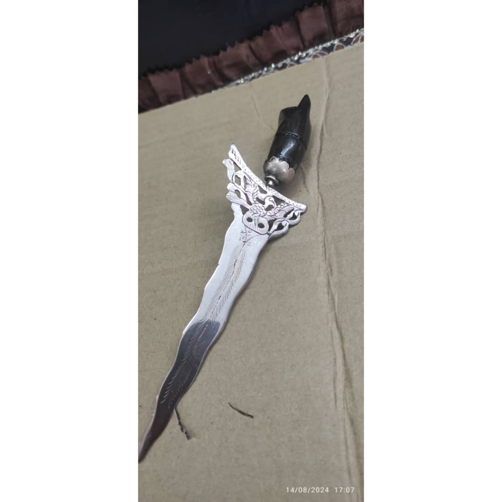 Keris tembaga salut Perak handmade buatan tangan corak burung 6 inci ...