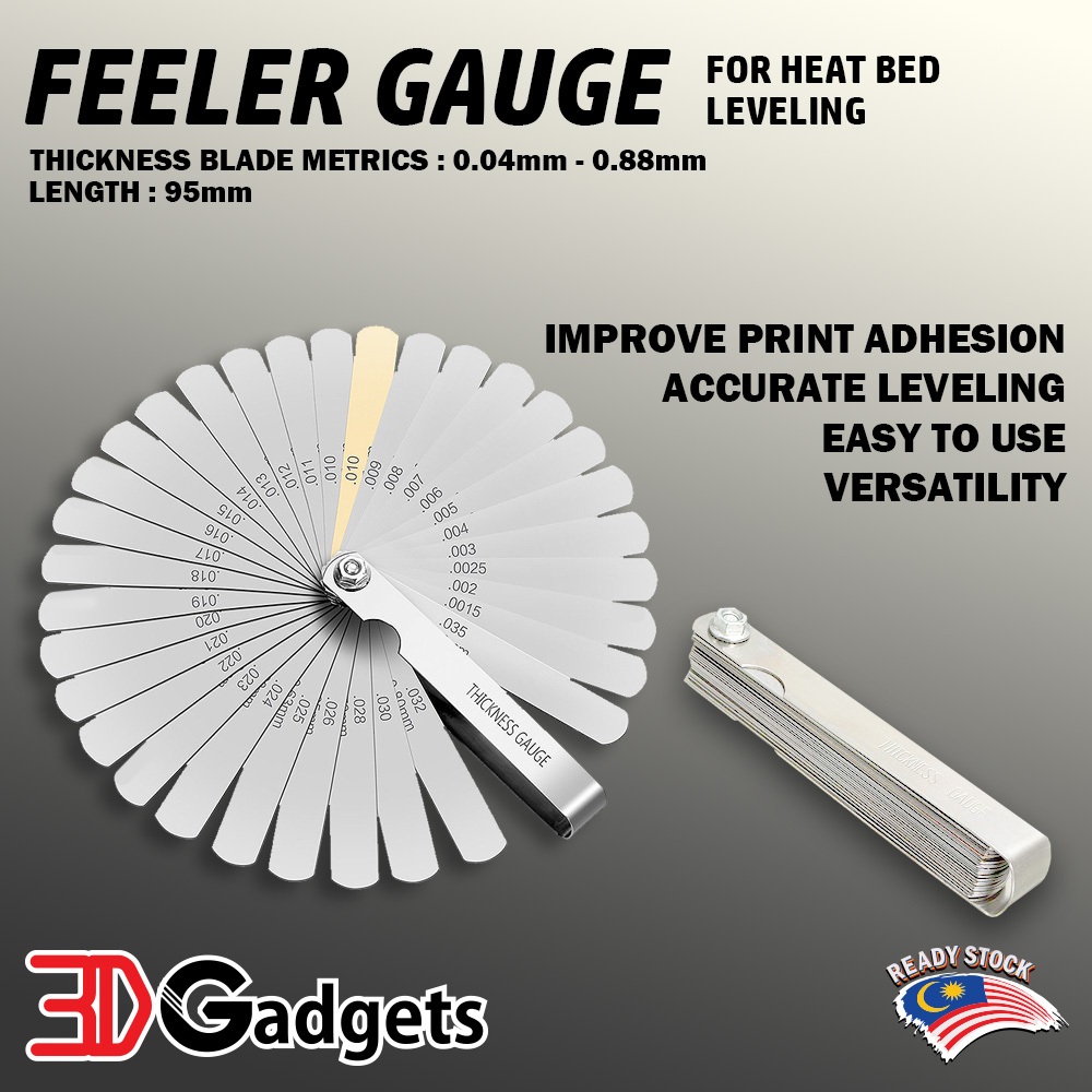 Feeler Gauge for 3D Printer Heat Bed Leveling 0.04-0.88mm (32 sizes ...