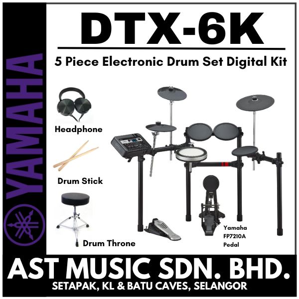Yamaha DTX6K-X Electronic Drum Set with Yamaha FP7210A Single Pedal and ...