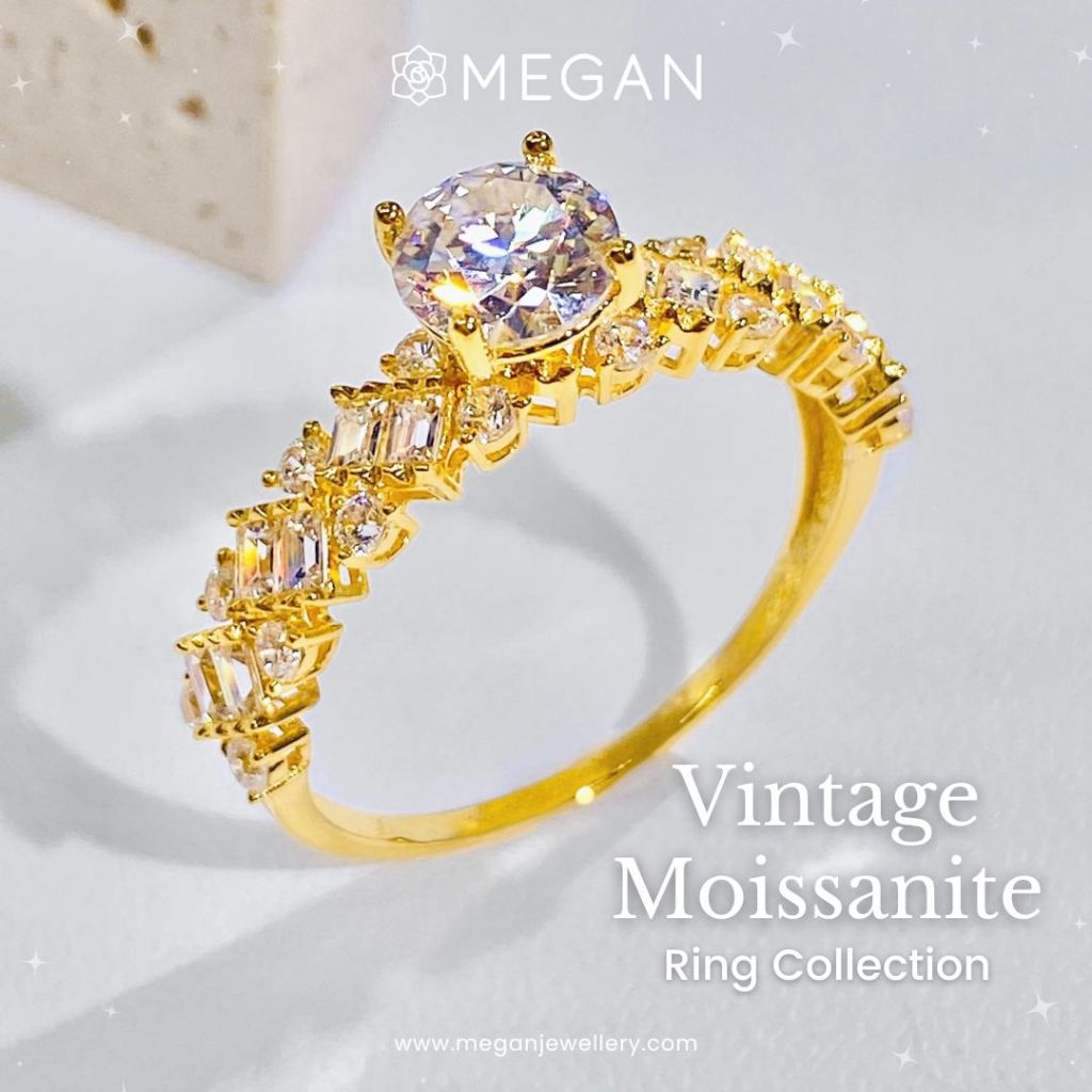 Megan Jewellery Vintage Moissainite Rings Emas 916 | Shopee Malaysia