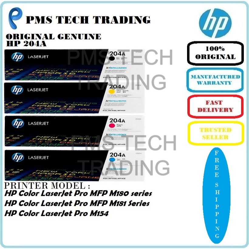 HP ORIGINAL CARTRIDGE 204A CF510A CF511A CF512A CF513A MFP M180 M181 Series M154 | Shopee Malaysia