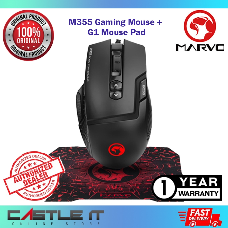 Marvo M355+G1 Gaming Combo Mouse + Mouse Pad 6400DPI 9-Buttons 1000HZ ...