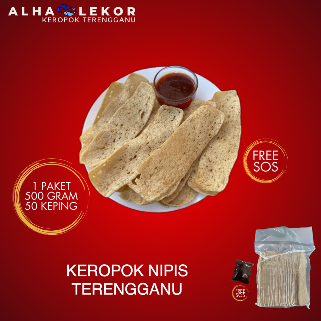[3 FREE 1] Keropok Nipis Terengganu 500g (50 keping) - free sos ...