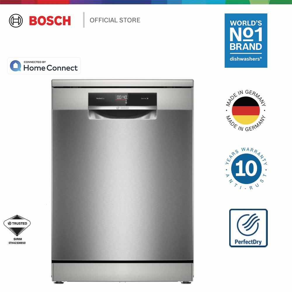 Bosch Series 8 Freestanding Dishwasher Stainless Steel HomeConnect ...