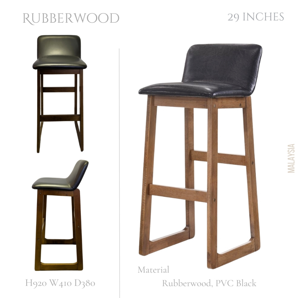 29 inches Set of 2-Rubberwood Kitchen Island Bar Stool Chair ,Kerusi ...