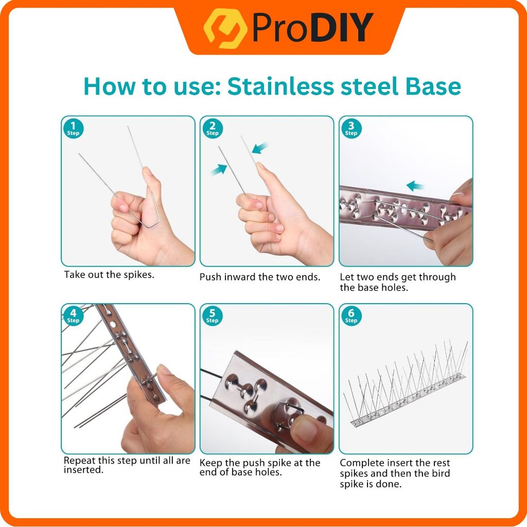 33cm Bird Repellent Mat Spikes S/Steel Animal Repeller Chase Birds ...