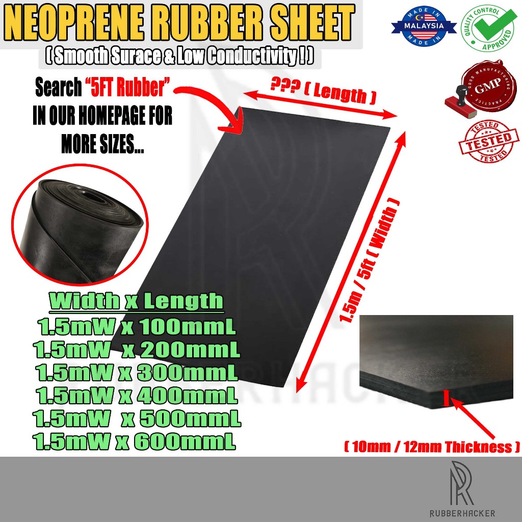 Neoprene Rubber Sheet (CR) 10mm, 12mm Thickness Size With 1.5m Width ...