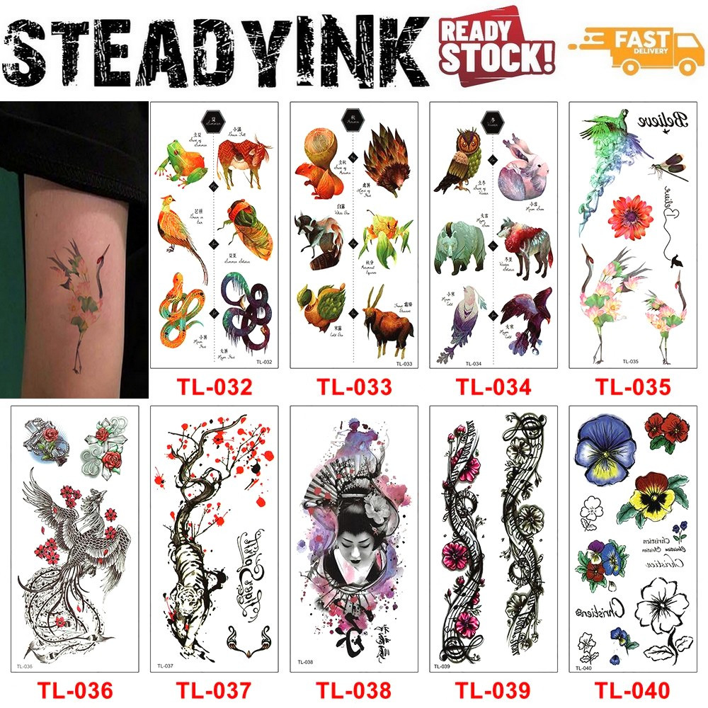 [𝚂𝚝𝚎𝚊𝚍𝚢𝙸𝙽𝙺] Lasting Temporary Tattoo Sticker Tatu | Animal Geisha Rose ...
