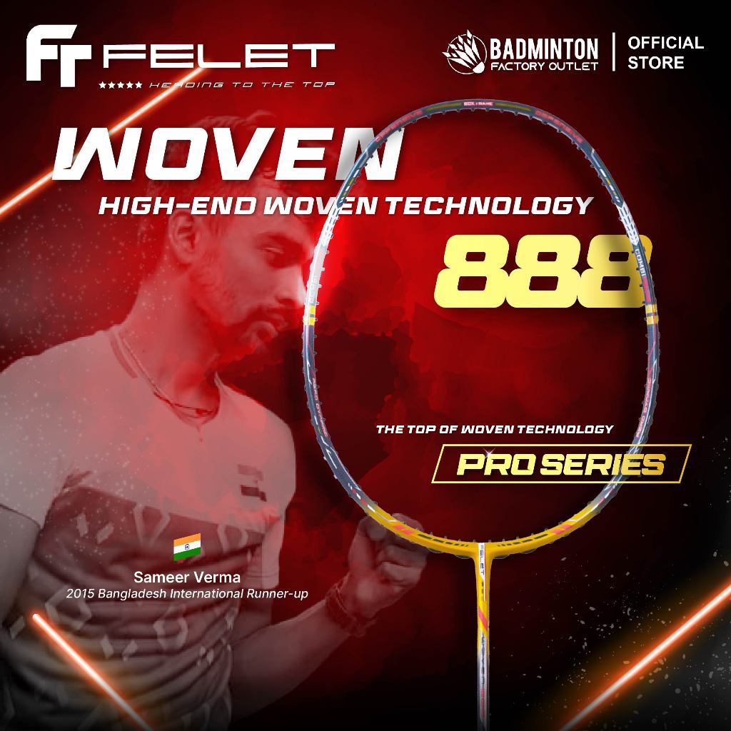 FELET Woven 888 Badminton Racket | Pro Series | Used by Sameer Verma ...