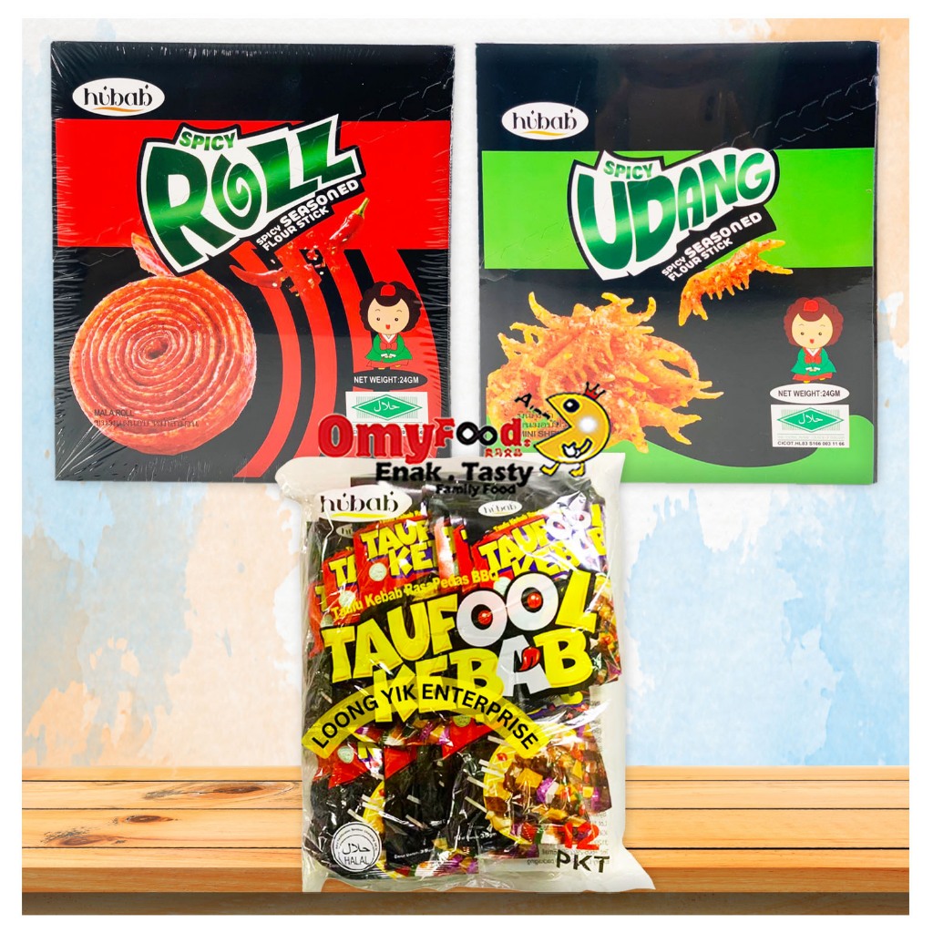 35g / 24g x 12pcs Hubab Spicy Roll - Mala Roll / Hubab Spicy Udang - Mini Shrimp / Taufool Kebab ...