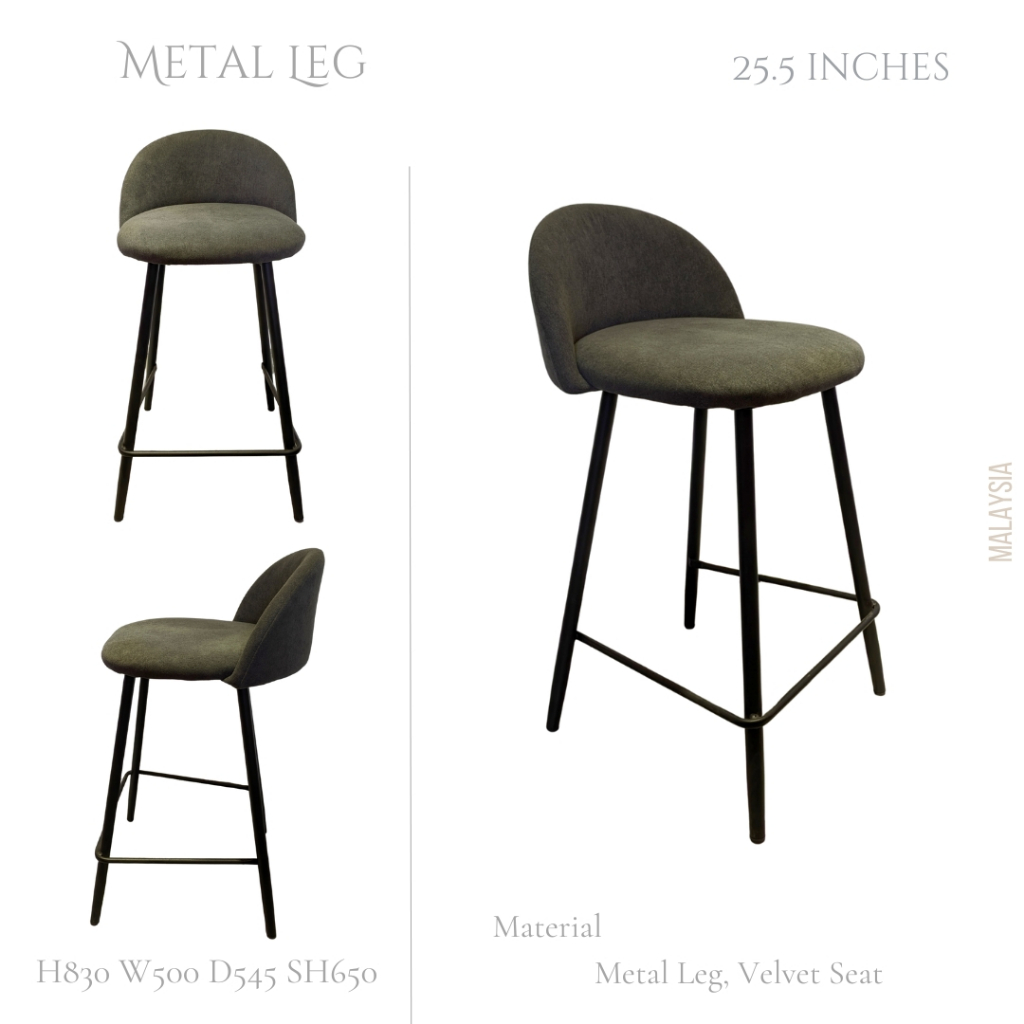 25.5 Inch Modern Home Cafe Kitchen Island Counter Bar Stool Chair Grey ...
