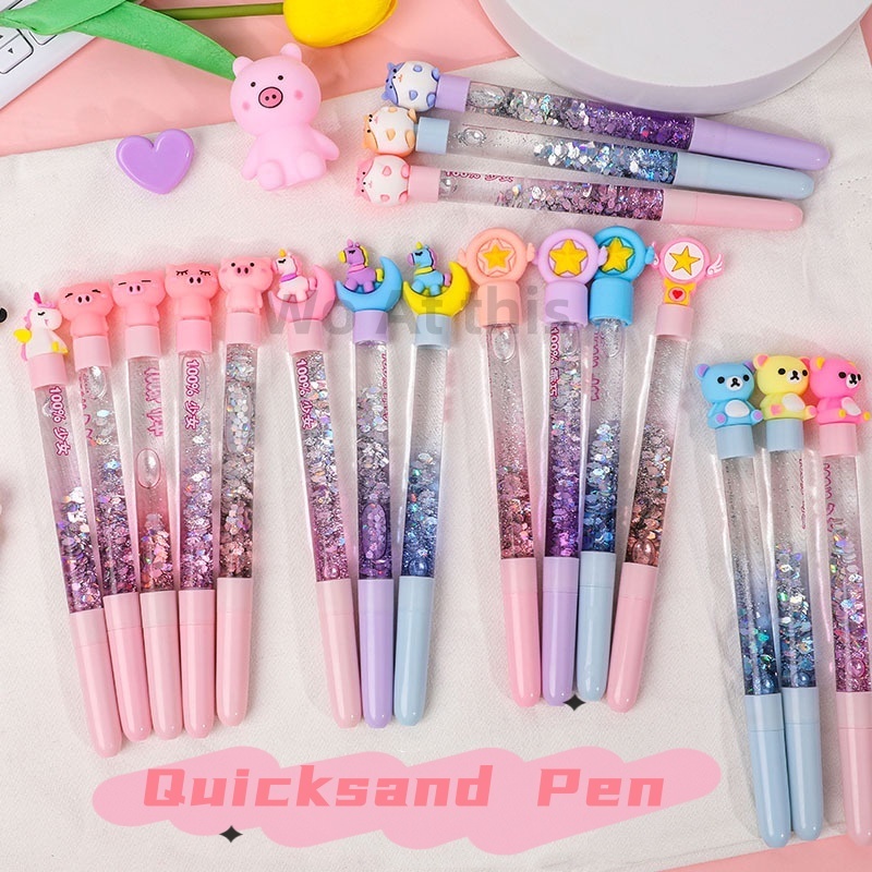Cute Quick Sand Gel Pen Animal Quicksand Pen Creative Colorful Fancy ...