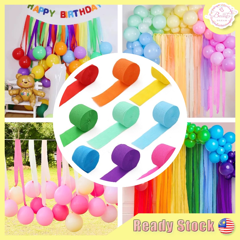 ⚡️Ready Stock⚡️Colourfull Crepe Paper Rolls Steamers Birthday Party ...