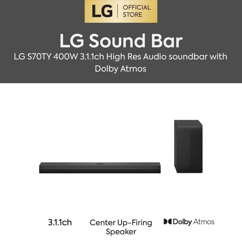 LG S70TY 400W 3.1.1ch High Res Audio soundbar with Dolby Atmos | Shopee ...