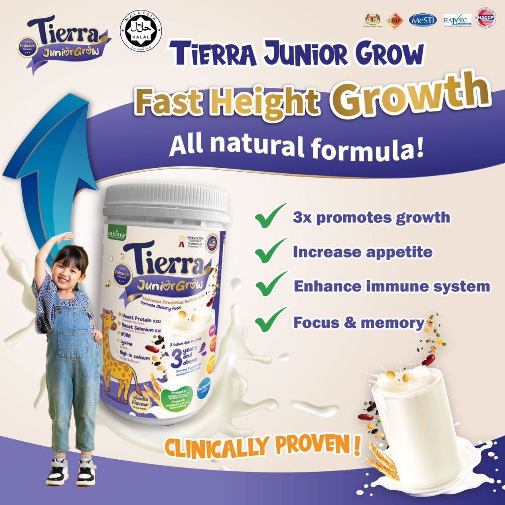 Tierra JuniorGrow Enhanced Formula (Plant-based Milk) 600g [ For 3 ...