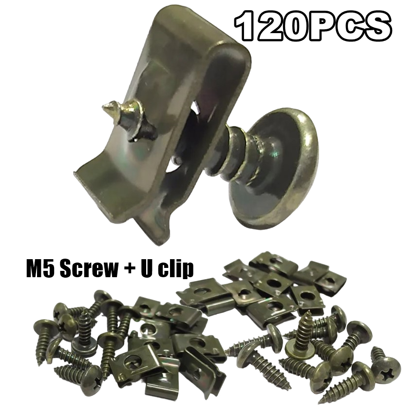 120PCS M5 Skru Coverset Motosikal Klip U M5 U-Clip M5 Screw Skru Cover ...