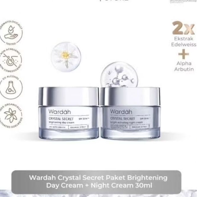 WARDAH SET 2IN1 CRYSTAL SECRET DAY Cream 30g & NIGHT Cream 30g | Shopee Malaysia
