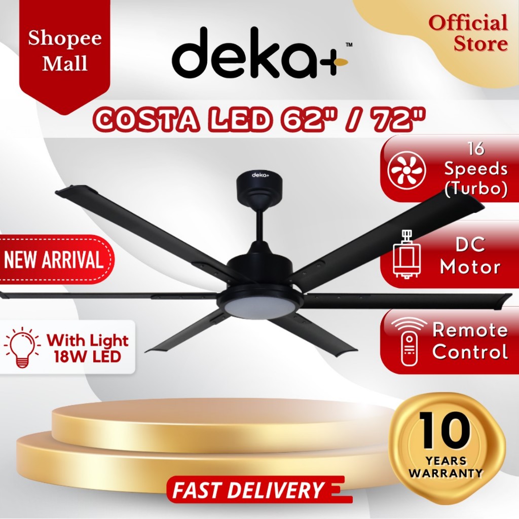 DEKA+ COSTA 62" 72" LED 6 Aluminium Blades 16 Speeds + TURBO with ...