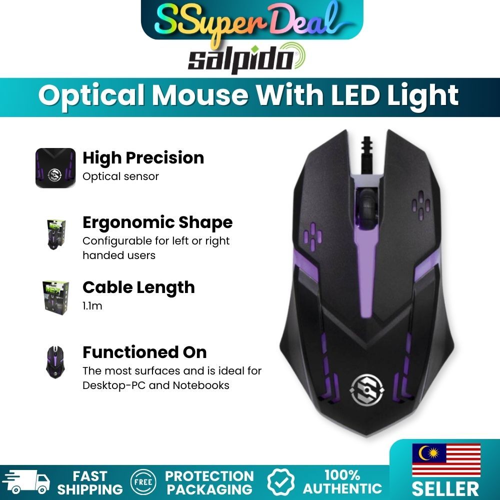 Salpido M27 USB Corded Optical Mouse With LED Light | Shopee Malaysia