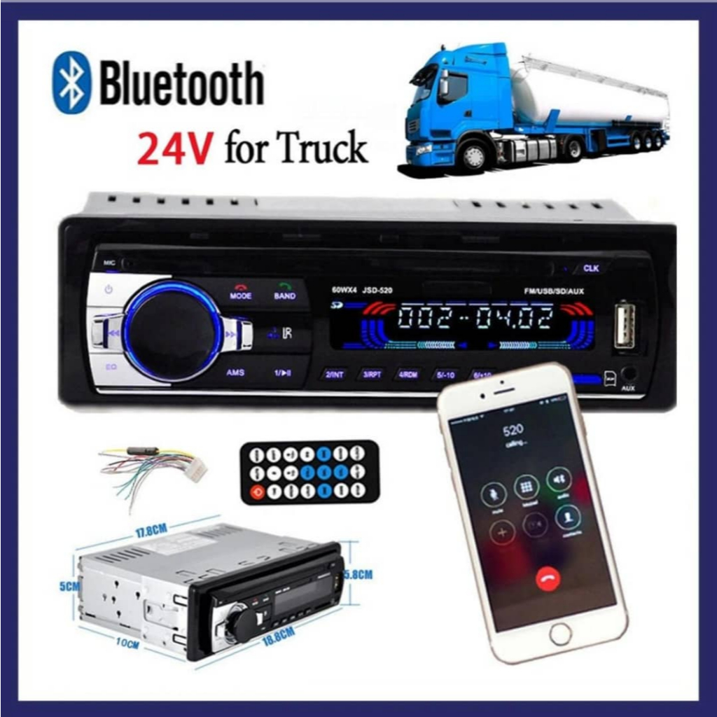 Universal Car Kereta Lorry Truck Van Bus Radio Bluetooth 24V Single 1 ...