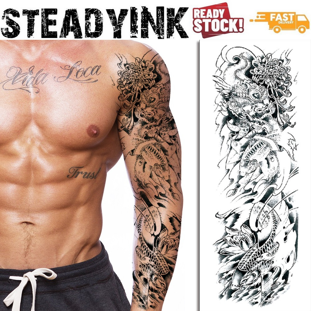 [𝚂𝚝𝚎𝚊𝚍𝚢𝙸𝙽𝙺] Full Sleeve Tattoo Sticker Tatu | Lasting Waterproof ...