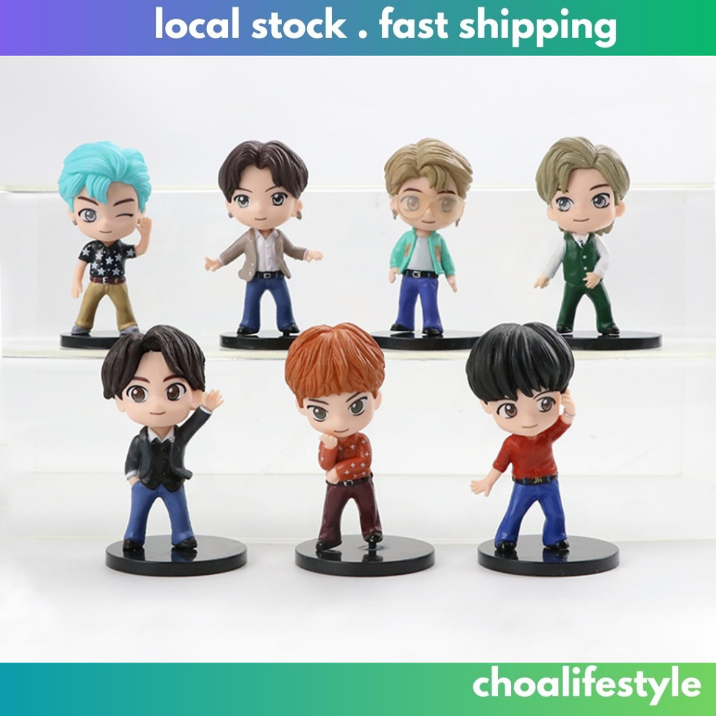7Pcs/set Tiny Tan BTS Figure Deco Cake Topper Hiasan Kek BTS Kpop Merch ...