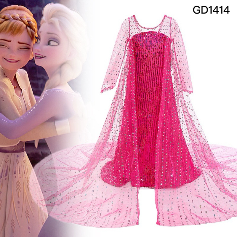 Halloween Anna Elsa Cosplay Costume Bling Bling Princess Dresses ...