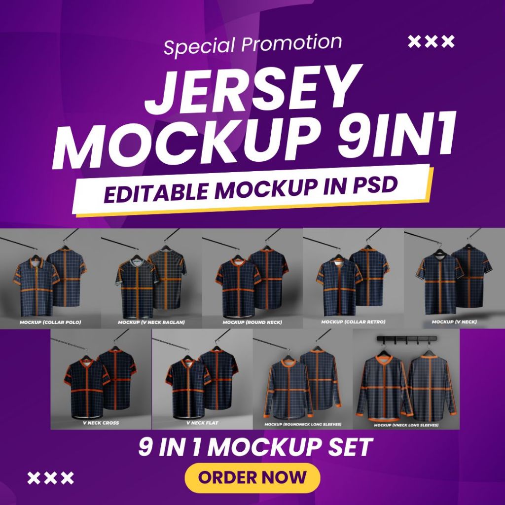TRENDING MOCKUP 9 in 1 Jersey mockup in PSD files | Tshirt Mockup | 3D ...