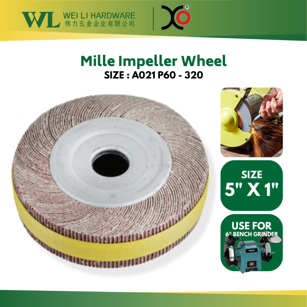 XO 5" X 1" Mille Impeller Wheel P60-P320/ Sand Paper Wheel for Bench ...
