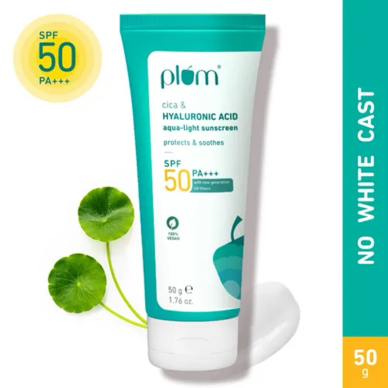 Plum Goodness Cica & Hyaluronic Acid Aqua-Light SPF 50 PA+++ Sunscreen ...