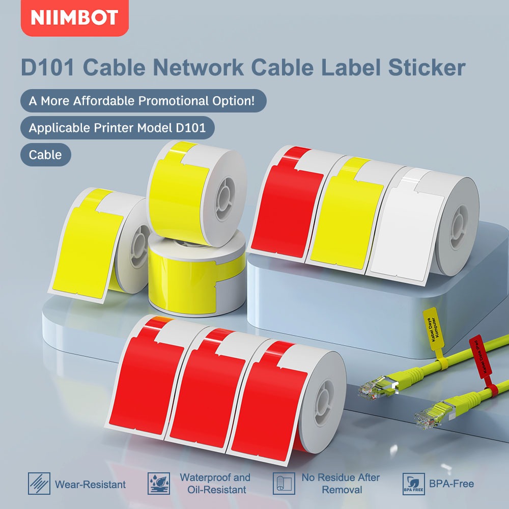 NIIMBOT D101Cable Label Self-adhesive Thermal Label Paper Network Cable ...