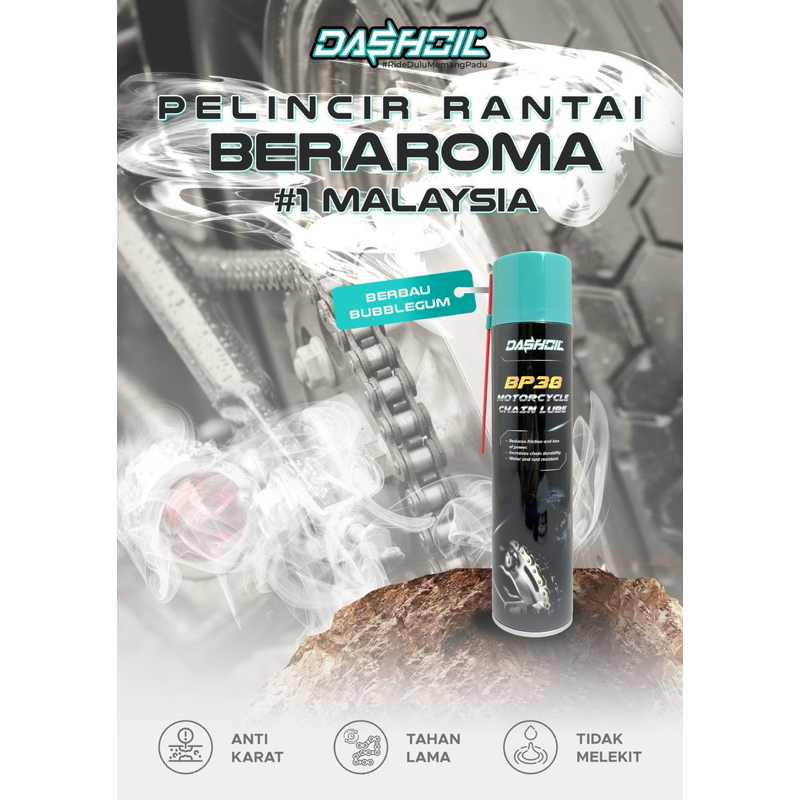 ( 100% ORIGINAL DASHOIL ) 300ML BP38 CHAIN LUBE CHAINLUBE SPRAY RANTAI SPROCKET SPRAY MINYAK ...