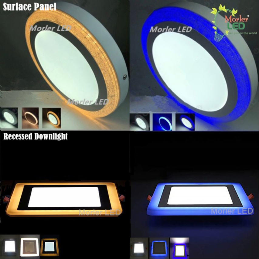 Blue / Yellow 2 color / 3 modes LED Ceiling Downlight / Surface Panel ...